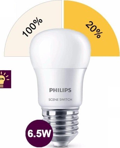 Лампа Philips LED Scene Switch E27 6.5-60W 2S 6500K 230V P45 ...