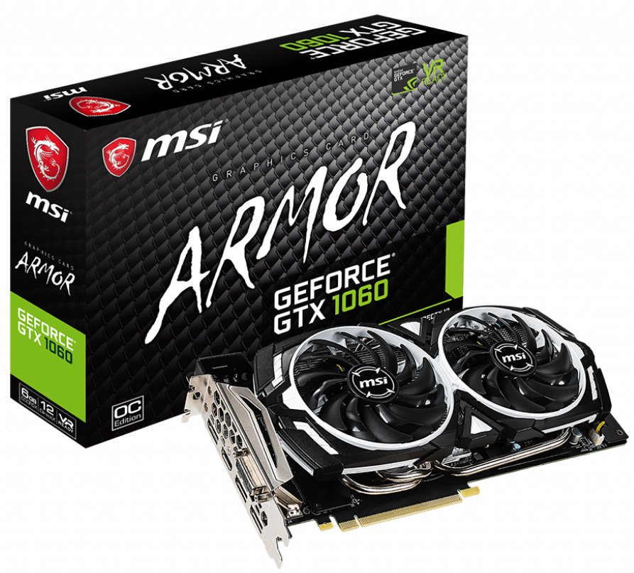 Видеокарта MSI PCI-E GeForce GTX1060 6GB DDR5X (GTX 1060 ARMOR 6GD5X OC ...