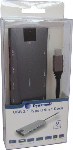Адаптер USB Type C -> HDMI/MiniDP/RJ45/SD Dynamode (Dock-9-in-1-TypeC ...