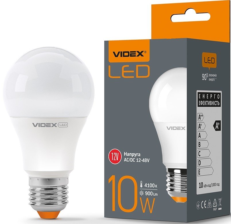 Лампа Videx LED A60e 10W E27 4100K (VL-A60e12V-10274) купить | ELMIR - цена, отзывы, характеристики