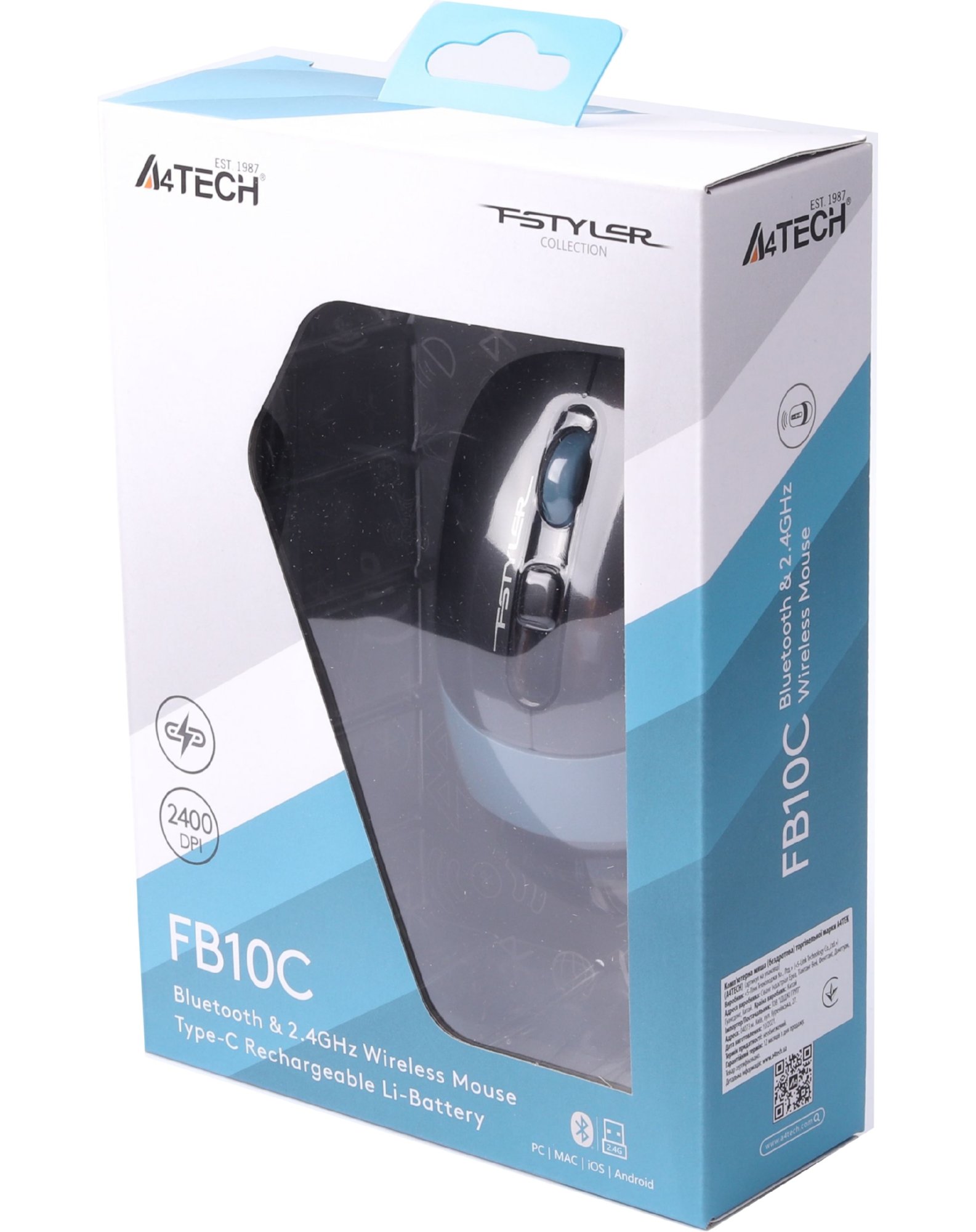 Мышь A4Tech Fstyler FB10C Wireless Ash Blue купить | ELMIR - цена ...