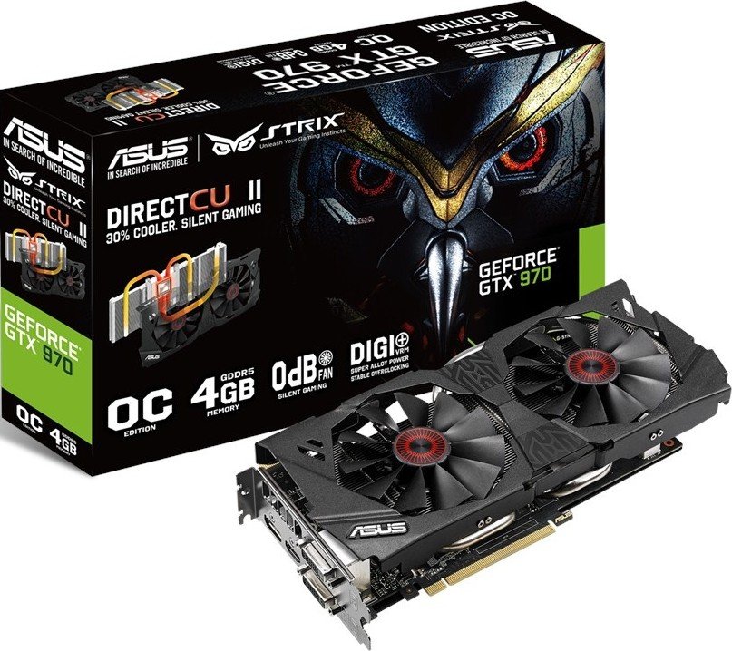 Видеокарта Asus PCI-E GeForce GTX970 4GB DDR5 (ROG-STRIX-GTX970-DC2OC ...