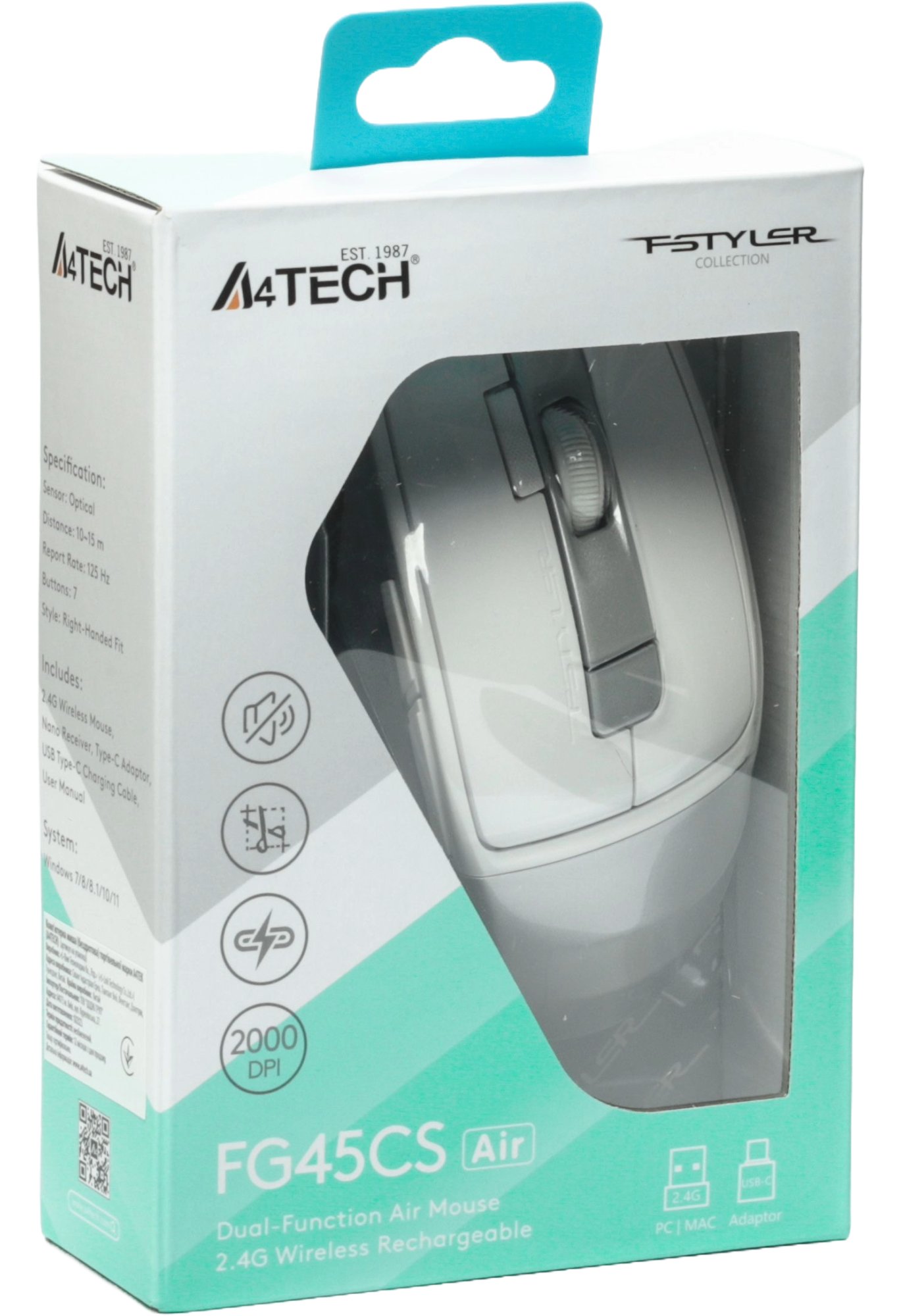 Мышь A4Tech Fstyler FG45CS Air Wireless USB Silver/White купить | ELMIR ...