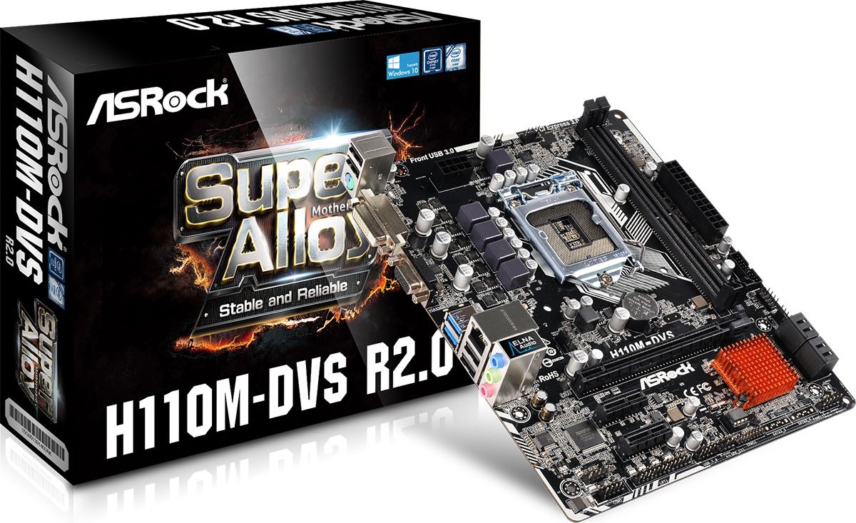 Материнская плата ASRock H110M-DVS R2.0 s-1151 H110 купить | Elmir ...